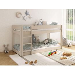 Kinderbett OTTO HOME "ROBIN,Bodenbett,Etagenbett,Leiter/Einstieg seitenverkehrt montierbar", cashmere, B:90cm H:111cm L:207,7cm, Betten, Kinderbett, Montessori Stil, zertifiziertes Massivholz
