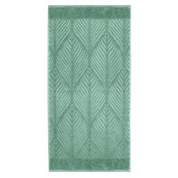 Duschtuch Kleine Wolke "Leaf, Gr&ouml;&szlig;e 70/140 cm", gr&uuml;n (maledivia), B:70cm L:140cm, Frottier, Baumwolle, Handt&uuml;cher, Blatt Motiv, Hoch-Tief Effekt, Bord&uuml;re, weich