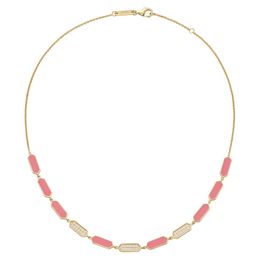 Collier "mit Emaille-Einlagen und Zirkonia, Silber 925", gold, Giorgio Martello MILANO, Halsketten, Damen, 45cm, Silber 925 (Sterlingsilber), Collier