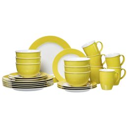 Ritzenhoff & Breker Geschirr-Set RITZENHOFF & BREKER "Kombiservice Doppio 24er Set", gelb, 24, Porzellan, Geschirr-Sets, Geschirr-Set, Sp&uuml;lmaschinengeeignet, Sp&uuml;lmaschinenfest
