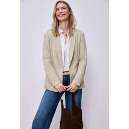 Longblazer Street One, Damen, Gr. 40, beige (smooth sand beige), Stoff, Obermaterial: 91% Polyester, 9% Viskose. Futter: 100% Polyester, unifarben, normal lang, V-Ausschnitt, abgesteppt, Blazer Longblazer, mit Schalkragen