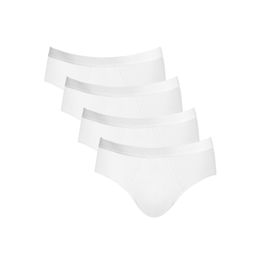 Slip Sloggi "Slip Basic Midi 4er Pack", Herren, Gr. L, wei&szlig;, Obermaterial: 96% Baumwolle CO. 4% Elasthan EL., Unterhosen Slip