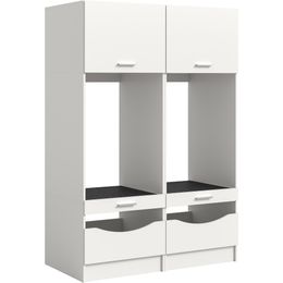 Mehrzweckschrank-Set Welltime "FALAS, 2-teilig, Hauswirtschaftsraum Set, Breite 133 cm", wei&szlig; nb, B:133cm H:195cm T:68cm, Holzwerkstoff, Kastenm&ouml;bel-Sets, Kombination, Waschmaschinenumbau, Waschmaschinenschrank, W&auml;schekammer