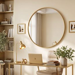 Spiegel OTTO HOME "Wandspiegel Addrik, wahlweise in 2 Gr&ouml;&szlig;en 60x60cm oder 80x80cm", goldfarben, B:80cm H:80cm, Glas, Spiegel, runde Form, in verschiedenen Farben
