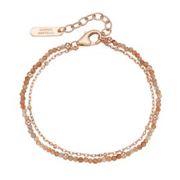 Armband "mit apricotfarbigen Sonnenstein-Kugeln, Silber 925", rosa, Giorgio Martello MILANO, Armb&auml;nder, Damen, 19cm, Silber 925 (Sterlingsilber), Armband