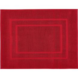Badematte Kleine Wolke "Plaza" Gr. 3, rot, H:60mm, Baumwolle, Badematten, Badematte, Badteppich, Uni Farben, mit Bord&uuml;re, Hoch-Tief Effekt