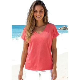 Damen V-Shirt koralle, Gr&ouml;&szlig;e 36/38