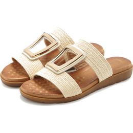Vivance Damen Pantolette beige/goldfarben, Gr&ouml;&szlig;e 40