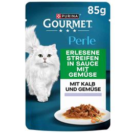 Gourmet Perle Erlesene Streifen in Sauce mit Kalb und Gem&uuml;se Katzen-Nassfutter ohne k&uuml;nstliche Farbstoffe 26x85g
