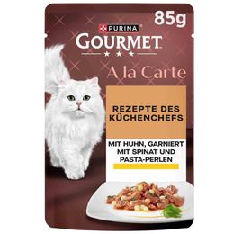 Gourmet A la Carte mit Huhn, Spinat und Pasta-Perlen Katzen-Nassfutter ohne k&uuml;nstliche Farbstoffe 26x85g