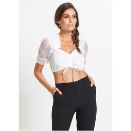 bonprix Dirndlbluse mit Spitzen&auml;rmeln, wei&szlig;, Gr.46, Elegante Dirndl-Bluse mit Spitzen&auml;rmeln, 61% Baumwolle