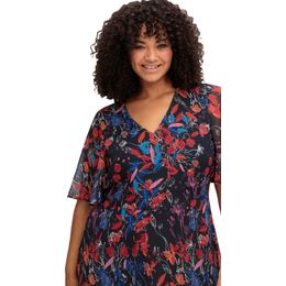 sheego Damen Chiffonkleid, Blau, Gr. 42, Maxikleider, Material: Polyester