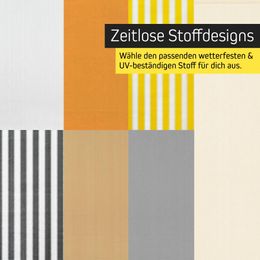 Au&szlig;enrollo - Senkrechtmarkise | freih&auml;ngend, 180x140 cm, gelb-wei&szlig; | paramondo Balkonrollo