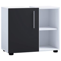 Waschbeckenunterschrank Flandu III Wei&szlig;/Schwarz