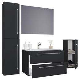 Badezimmer Badinos Schwarz 5-tlg