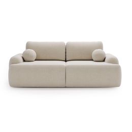 SOFA 260/106/81 Aurio Boucl&eacute;-Stoff Wei&szlig;