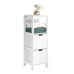 sobuy BADEZIMMERSCHRANK Kommode mit 2 K&ouml;rben Wei&szlig; 30x89x30cm
