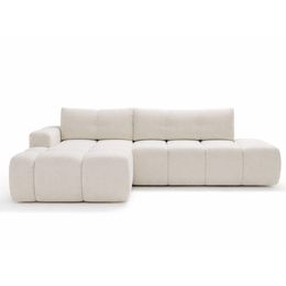 ECKSOFA Montero Boucl&eacute;-Stoff Wei&szlig; Links