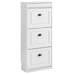 sobuy SCHUHSCHRANK mit 3 Klappen, Wei&szlig; 53x118x24cm