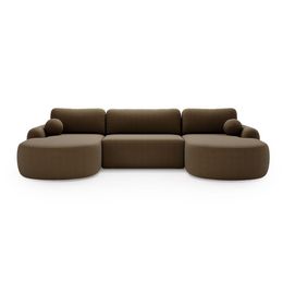 ECKSOFA Aurio U Boucl&eacute;-Stoff Braun