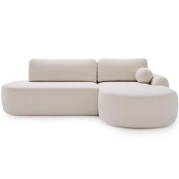 ECKSOFA Aurio O Boucl&eacute;-Stoff Wei&szlig; Rechts