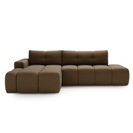 ECKSOFA Montero Boucl&eacute;-Stoff Braun Links