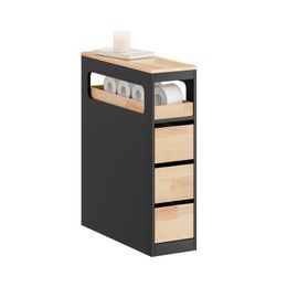 sobuy NISCHENREGAL mit Rollen, Schwarz