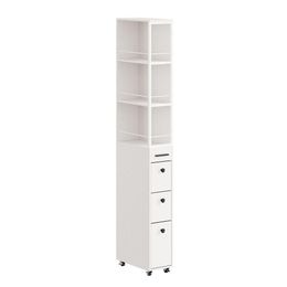 sobuy SCHMALER Rollschrank mit Schubladen und offenen Regalen NSR13-WG