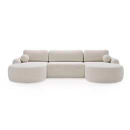 ECKSOFA Aurio U Boucl&eacute;-Stoff Wei&szlig;