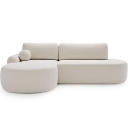 ECKSOFA Aurio O Boucl&eacute;-Stoff Wei&szlig; Links