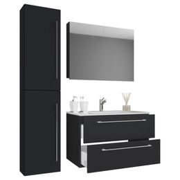 Badezimmer Badinos Schwarz 4-tlg