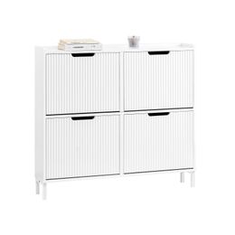 sobuy SCHUHSCHRANK mit 4 Klappen schmal 100x91x19cm Wei&szlig;