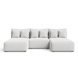 ECKSOFA Ronni U Boucl&eacute;-Stoff Wei&szlig;
