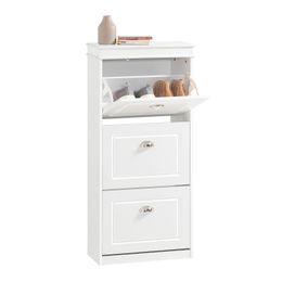 sobuy SCHUHSCHRANK mit 3 Klappen, Schuhkipper Wei&szlig;