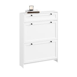 sobuy SCHUHKIPPER Schmal mit Schublade, Wei&szlig; 80x107x19 cm