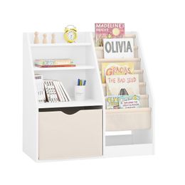 sobuy KINDER-B&Uuml;CHERREGAL mit Stofftaschen, 80x80x40cm Wei&szlig;