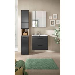 Badezimmer Ice 3-tlg. Schwarz/Eiche dunkel