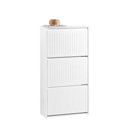 sobuy SCHUHSCHRANK mit 3 Klappen Wei&szlig;