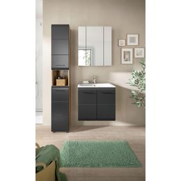 Badezimmer Ice 3-tlg. Schwarz/Eiche dunkel