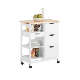 sobuy SERVIERWAGEN mit Rollen, Wei&szlig;, 68x85x38cm, bis 50kg
