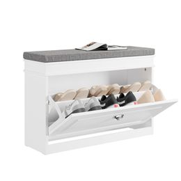 sobuy SCHUHBANK mit Sitzkissen und Klappe, Wei&szlig; 75x51x24cm