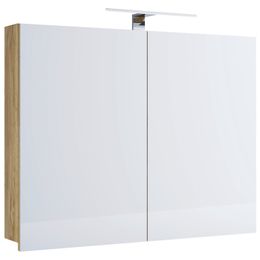 Spiegelschrank Badinos Honig Eiche mit LED