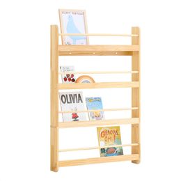 sobuy B&Uuml;CHERREGAL f&uuml;r Kinder mit 4 Ablagen, Kiefer