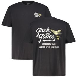 Jack & Jones Herren Gro&szlig;e Gr&ouml;&szlig;en | Jack&Jones T-Shirt mit Print auf Vorder- und R&uuml;ckseite Farbe schwarz Gr&ouml;&szlig;e: 5XL
