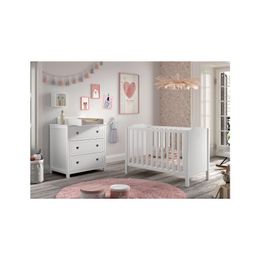 Vipack AMORI 3-tlg Set best. aus: Babybett 60x120 cm, Kommode m. 3 Schubladen, Wickelaufsatz, wei&szlig; lackiert