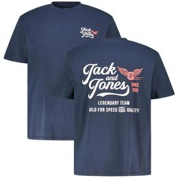Jack & Jones Herren Gro&szlig;e Gr&ouml;&szlig;en | Jack&Jones T-Shirt mit Print auf Vorder- und R&uuml;ckseite Farbe blau Gr&ouml;&szlig;e: 7XL