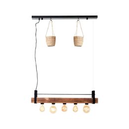 Brilliant Lampe, Bankwood Pendelleuchte 5flg schwarz/holzfarbend, 5x A60, E27, 28W, Holz aus nachhaltiger Waldwirtschaft (FSC)