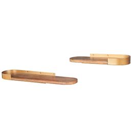 Riess Ambiente riess-ambiente Wandregal PURE NATURE - modern 2er Set 60cm gold Mangoholz massiv Metall handmade