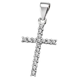 Kettenanh&auml;nger Firetti "Schmuck Geschenk Silber 925 Halsschmuck Anh&auml;nger Kreuz", silber (silberfarben, kristallwei&szlig;, kristallwei&szlig;), Schmuckanh&auml;nger, Damen, Silber 925 (Sterlingsilber), 0,8 g, Kettenanh&auml;nger, mit Zirkonia (synth.)
