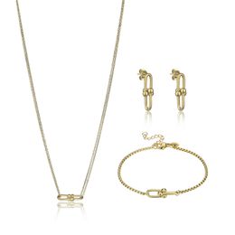 Ohrring und Ketten Set MARC LAUDER "MS006G", gold, Schmuck_Sets, Damen, 44.5-50cm/16cm/19.5cm, Edelstahl, 44.5-50cm/16cm/19.5cm